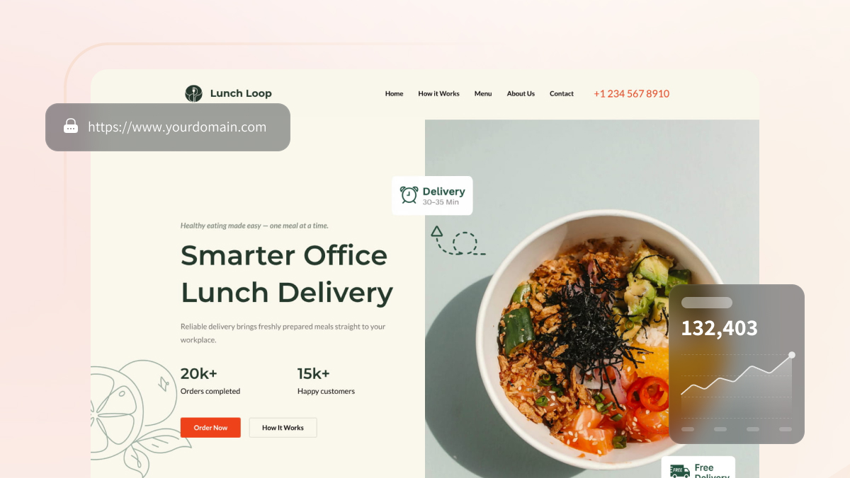 Build your food delivery website quickly with Yola website builder
